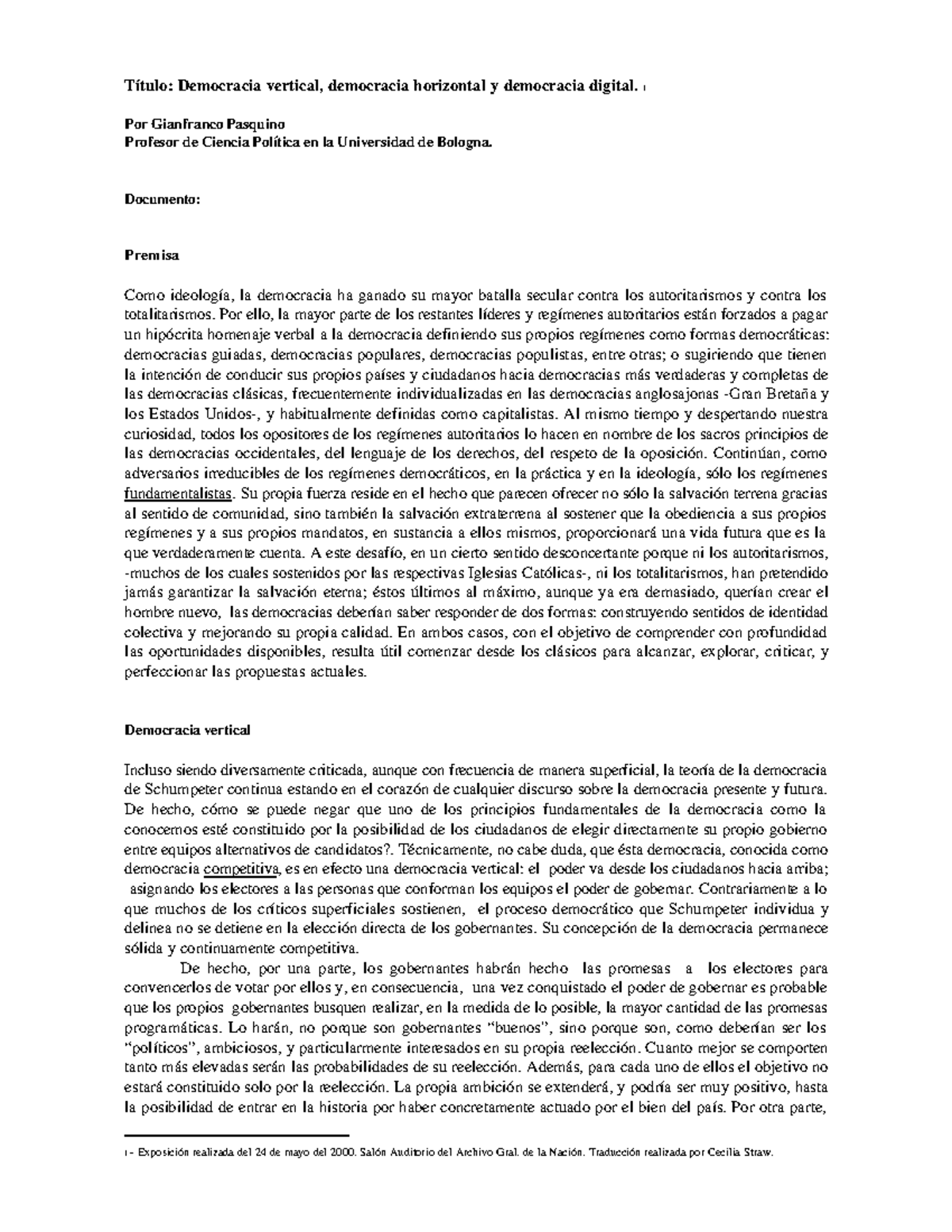 Título: Formas y Tipos de Democracia: Vertical, Horizontal y Digital ...