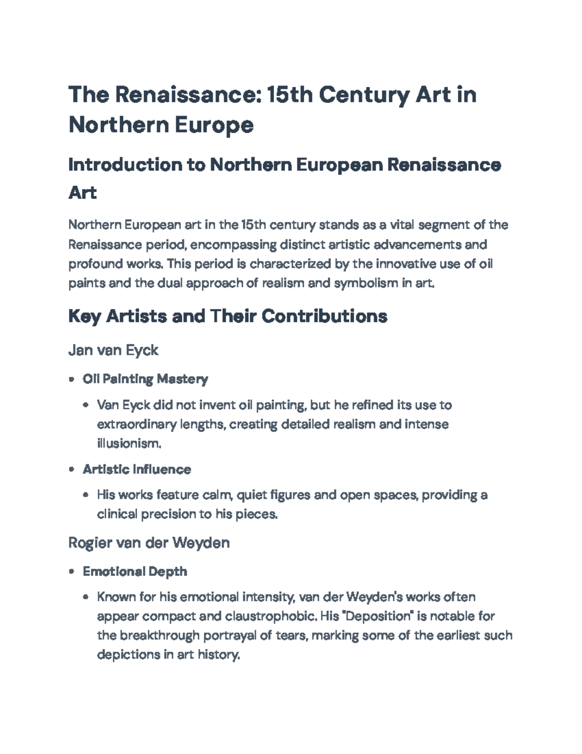 Northern European Renaissance Art (15th Century) Overview and Key ...