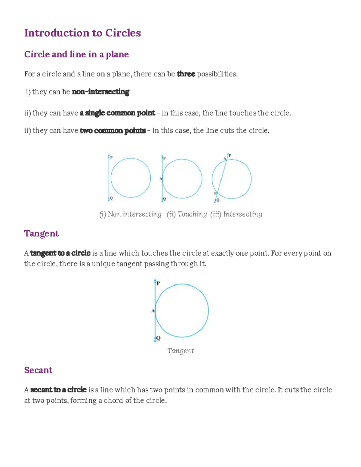 Circles - Introduction to Tangents and Secants (MATH101) - Studocu
