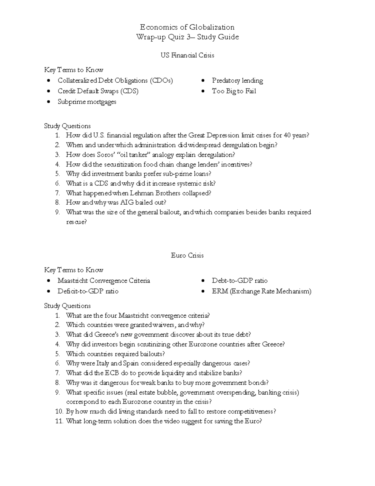 Economics of Globalization: Wrap-up Quiz 3 Study Guide - Studocu