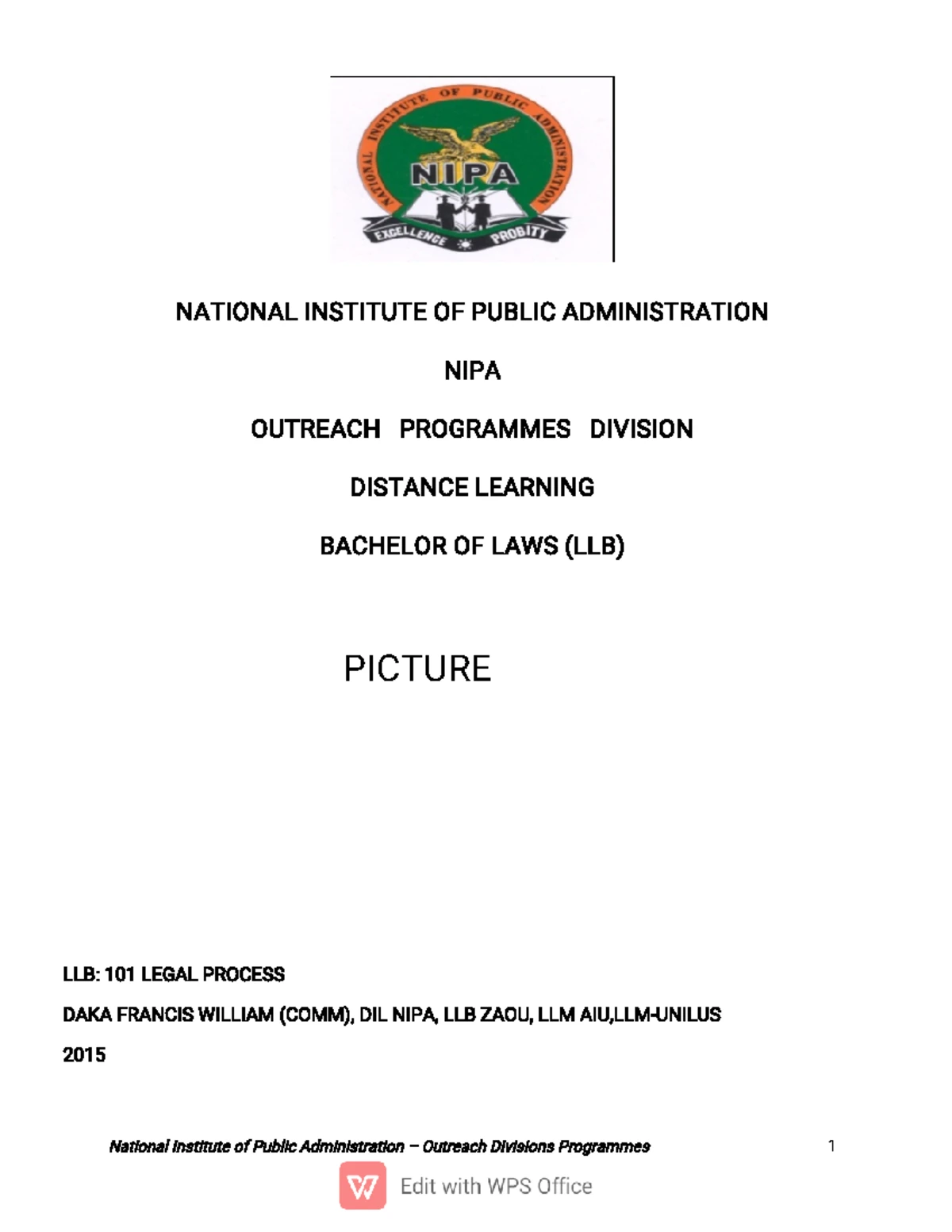 Case Reading List - L111-LEGAL PROCESS UNIT 1-INTRODUCTION TO LAW CASE ...