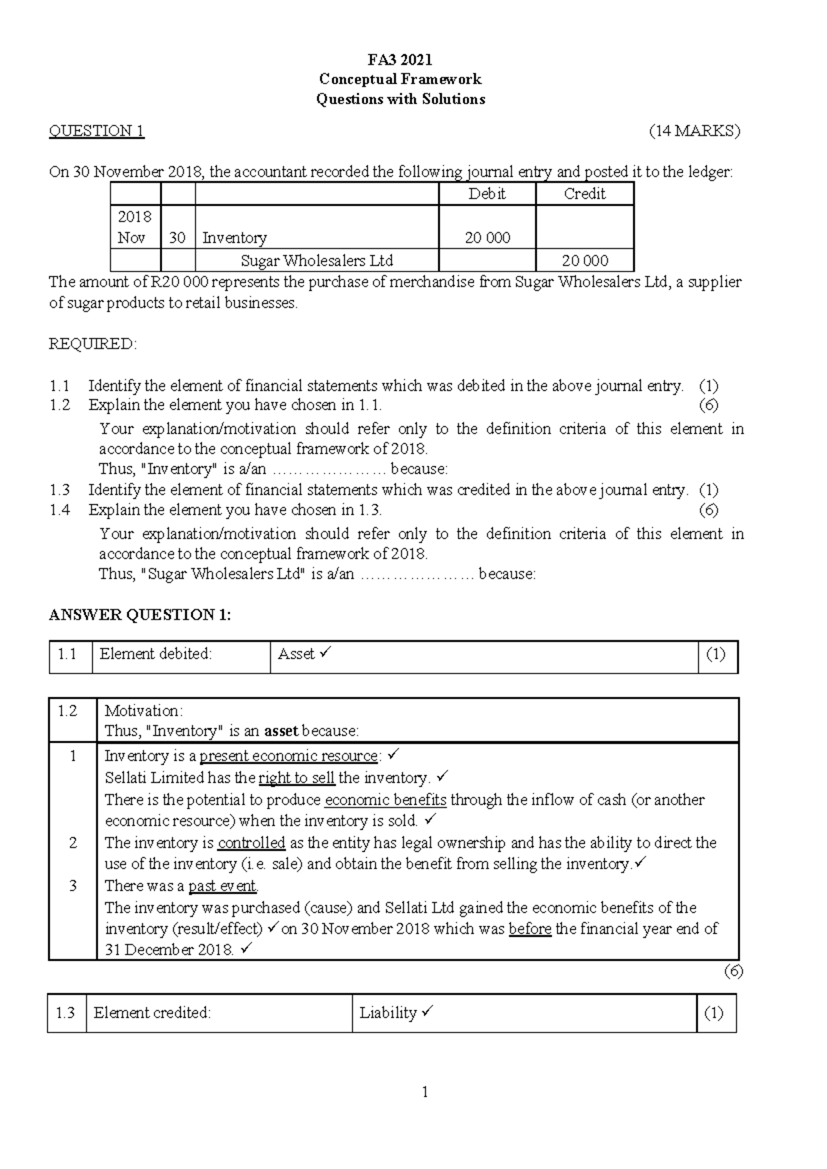 Conceptual Framework Questions & Solutions (ACCT101 - Exam Prep) - Studocu
