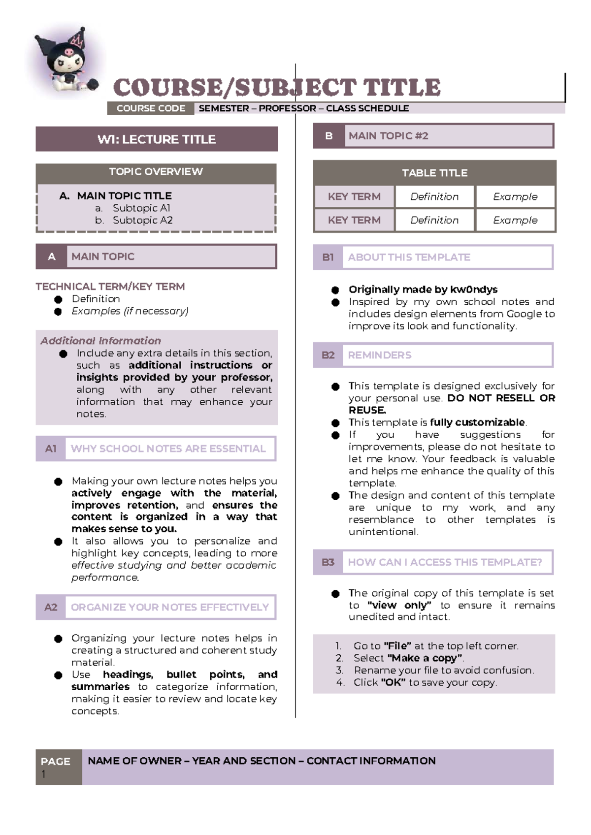 Lecture Notes Template for Course Code: TRANSES - Semester Overview ...