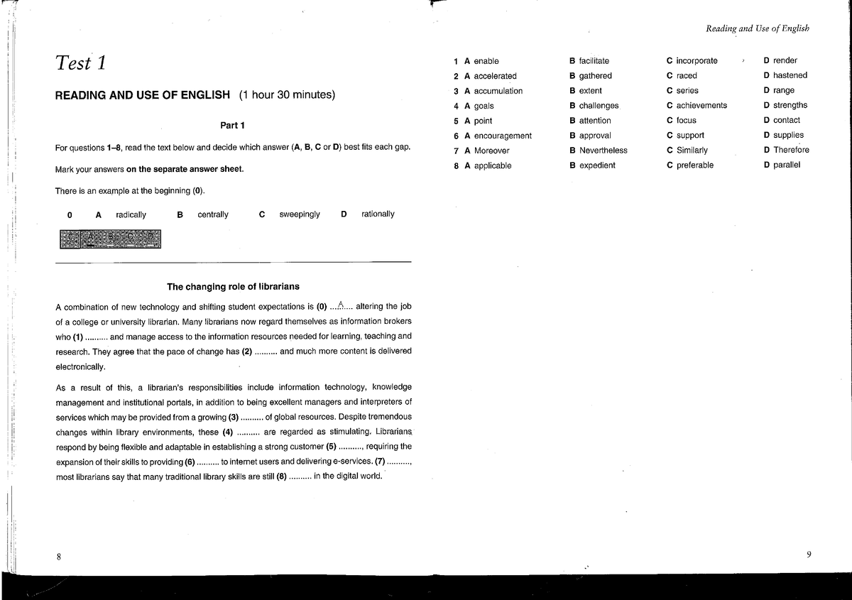 TEST 3 RUE - Practice Questions for CPE Reading and Use of English ...