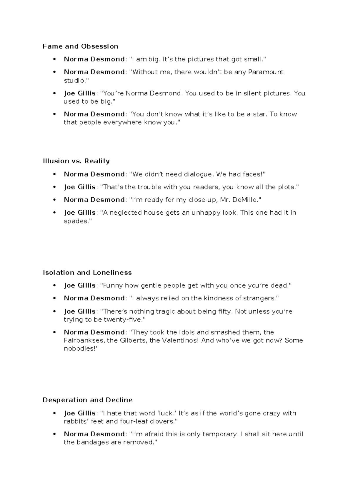 Fame and Obsession in "Sunset Boulevard": Quotes and Analysis - Studocu