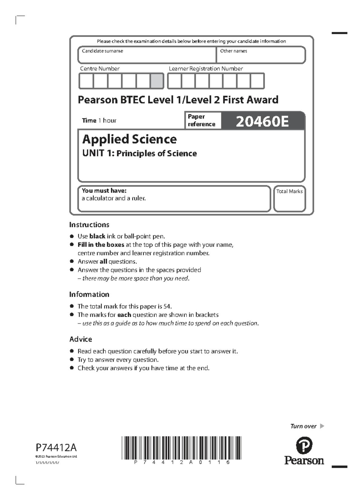 BTEC Level 2 Applied Science Unit 1 Exam Details (20460E) - Studocu