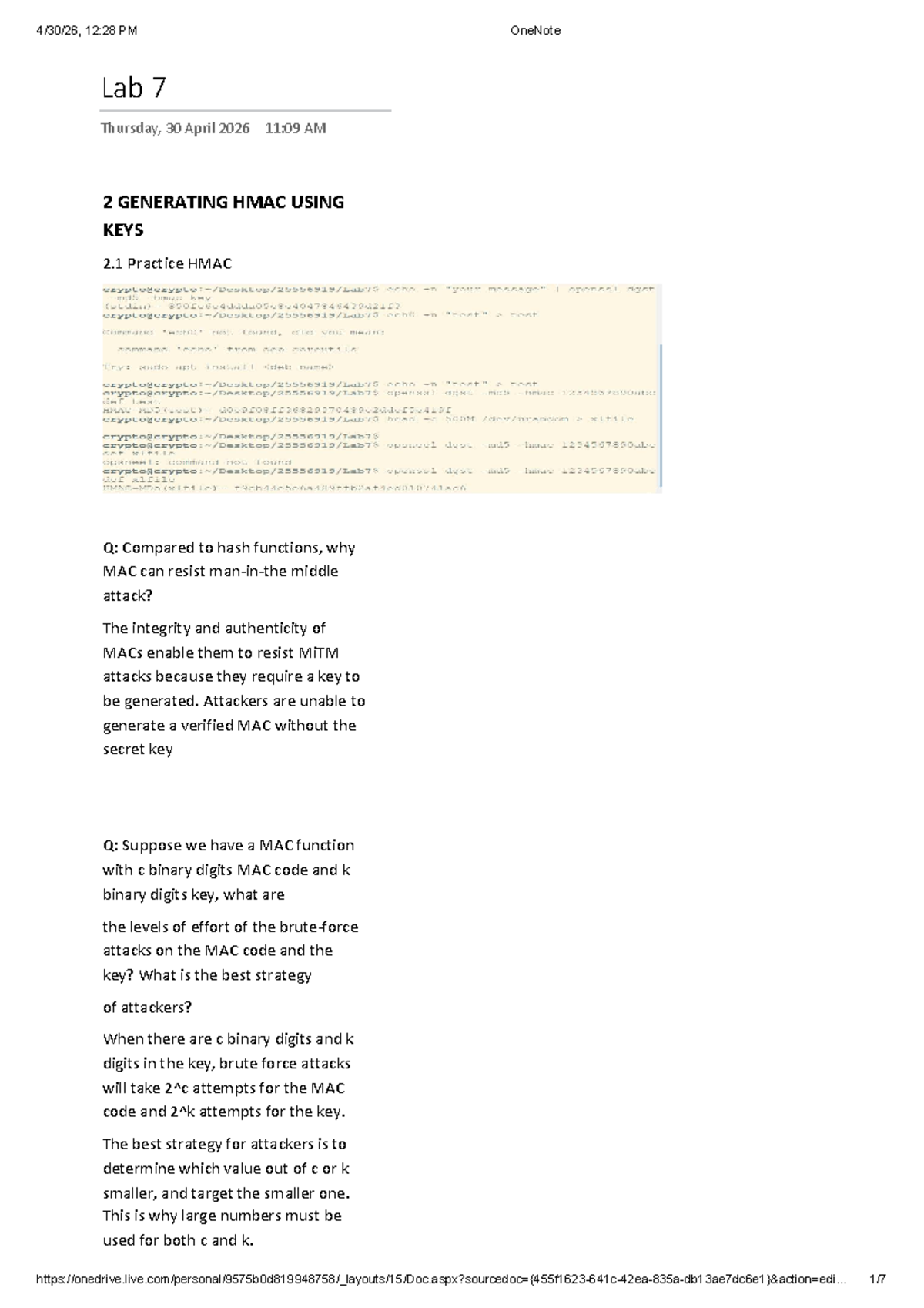 Lab 7: Generating HMAC Using Keys and Efficiency Tests - Studocu