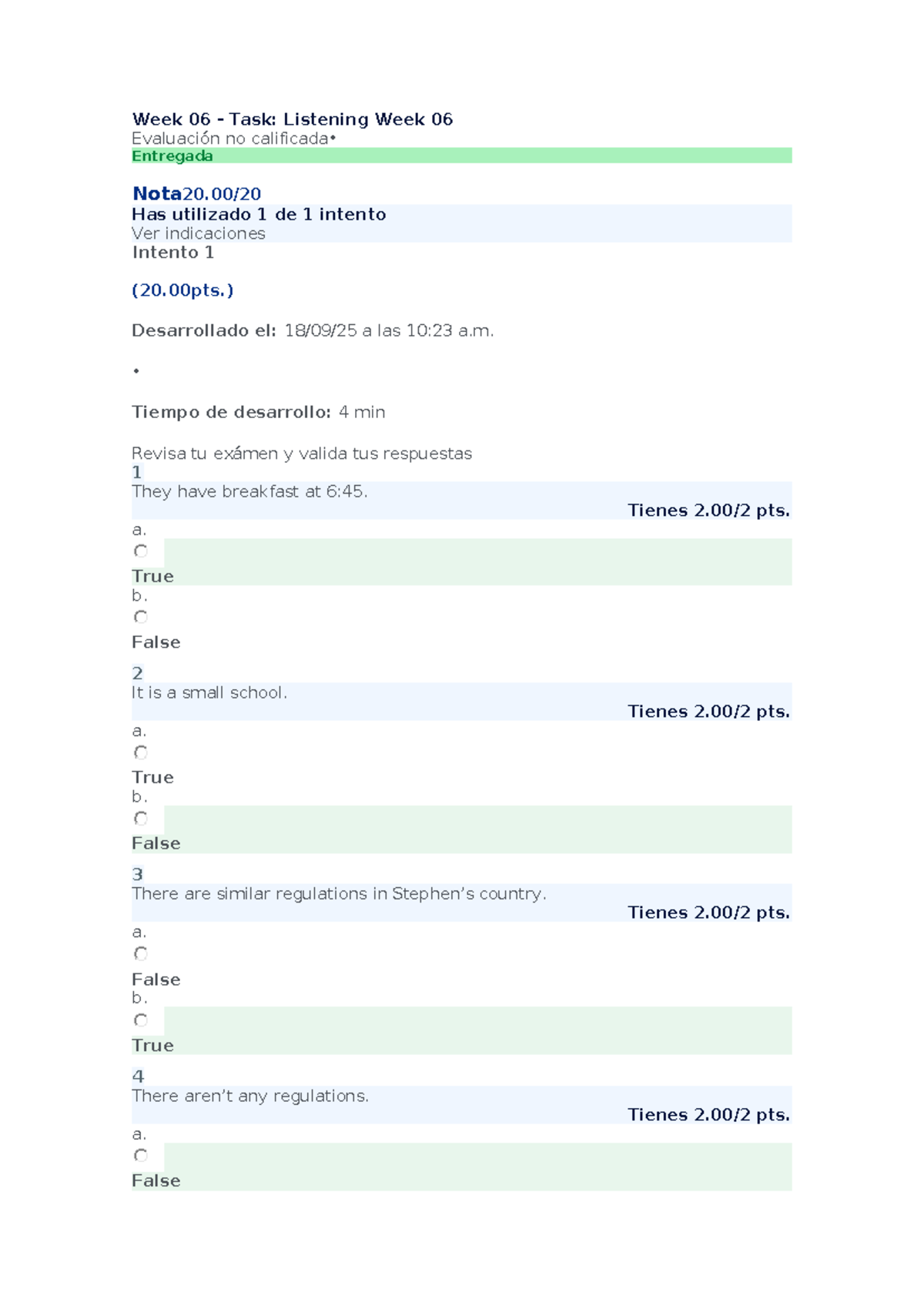 Week 06 - Listening Task Evaluation (20 pts) - Studocu