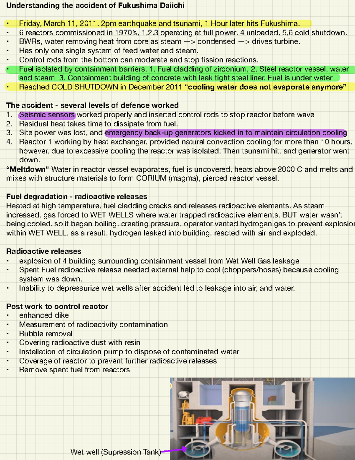 Fukushima Reactor Operation Notes: Analyzing the 2011 Accident - Studocu