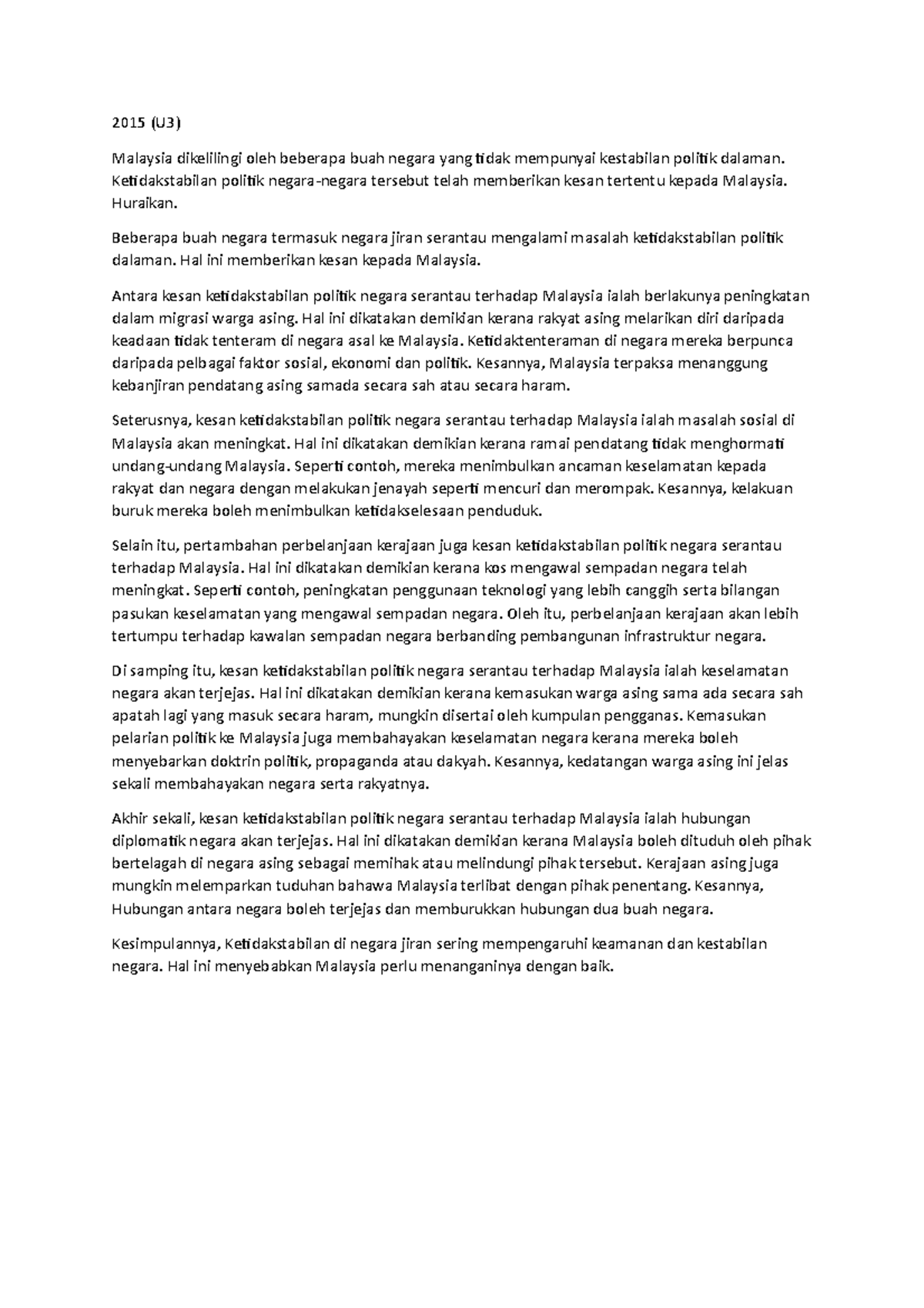 ESEI PA - Kesan Ketidakstabilan Politik Negara Jiran terhadap Malaysia ...