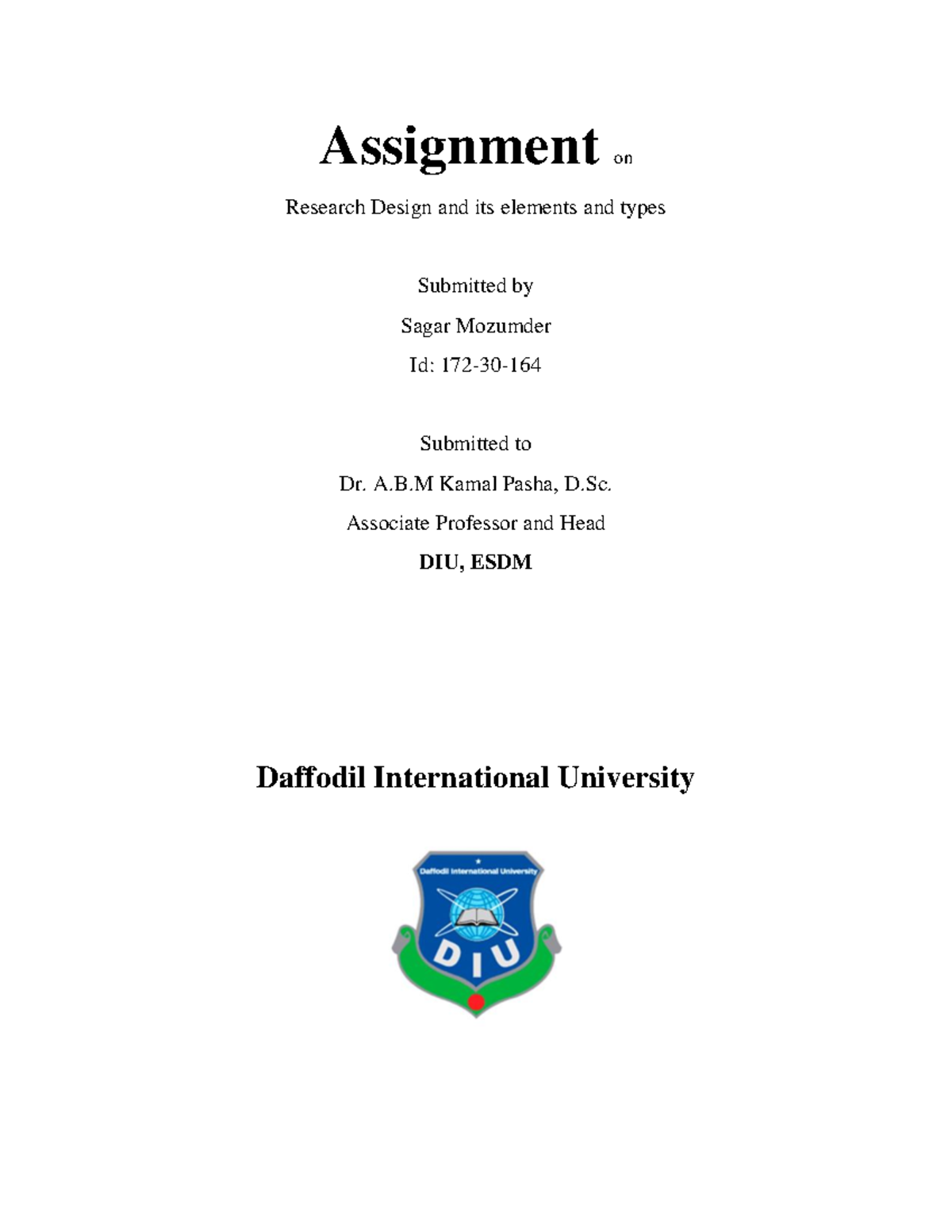 Research Design: Elements and Types - ESDM 101 Assignment - Studocu