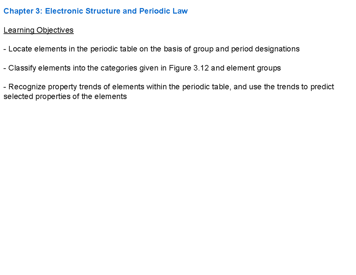 CHM 1080 Final Exam Notes: Chapter 3 - Electronic Structure & Periodic ...