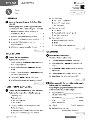 L30552 JA SP JA0-8 kl6 TEST testy B U4 - Super Powers 6 PHOTOCOPIABLE ...