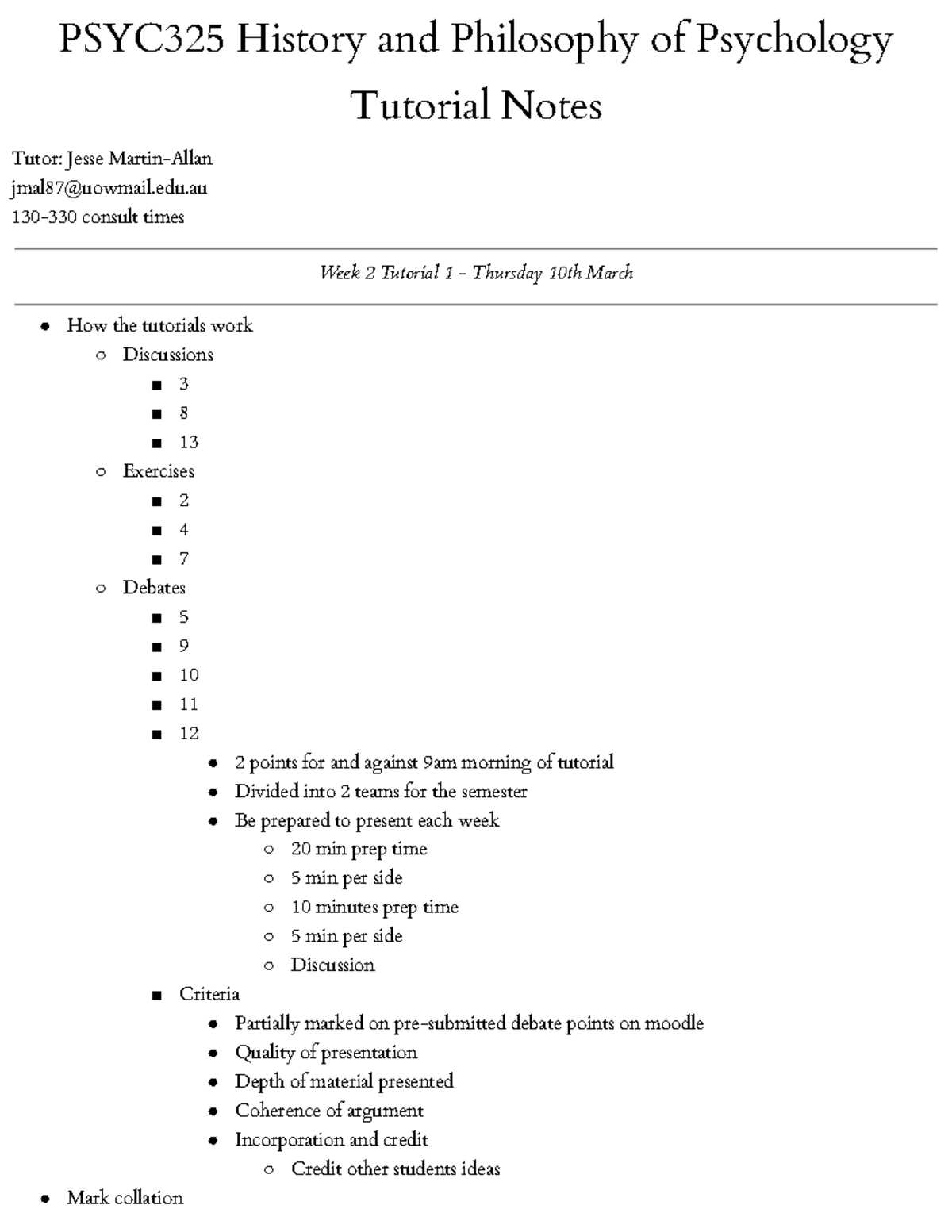 PSYC325 Tutorial - PSYC325 History and Philosophy of Psychology ...