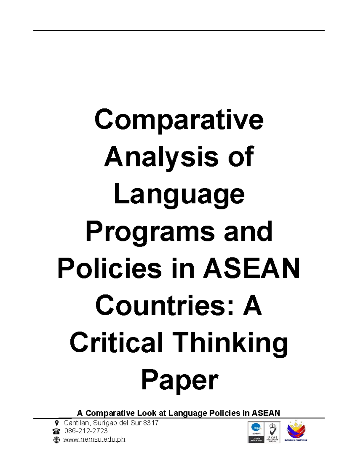 Comparative Analysis of Language Policies in ASEAN Countries - Final ...