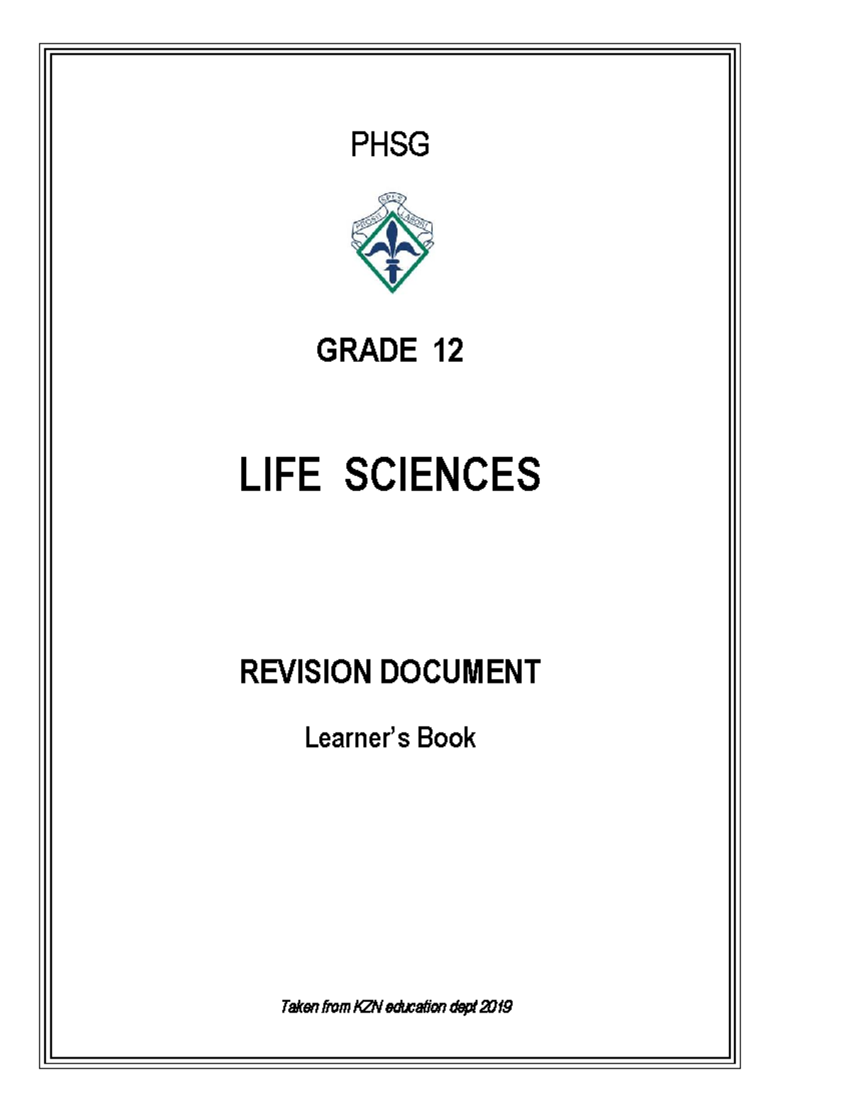 Grade 12 Life Sciences Final Exam Revision Document - Studocu