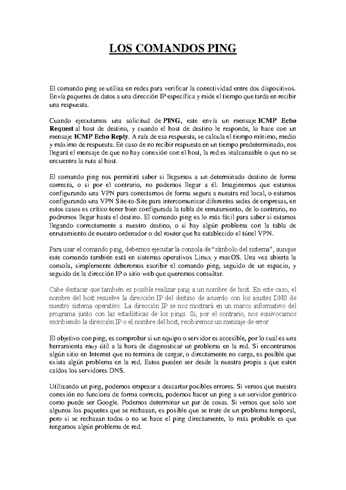 Parametros y Comandos del PING en Redes - Computación - Studocu