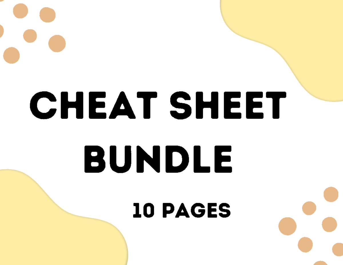 Cheat Sheet Bundle - CHEAT SHEET BUNDLE 10 PAGES TABLE OF CONTENTS SR ...