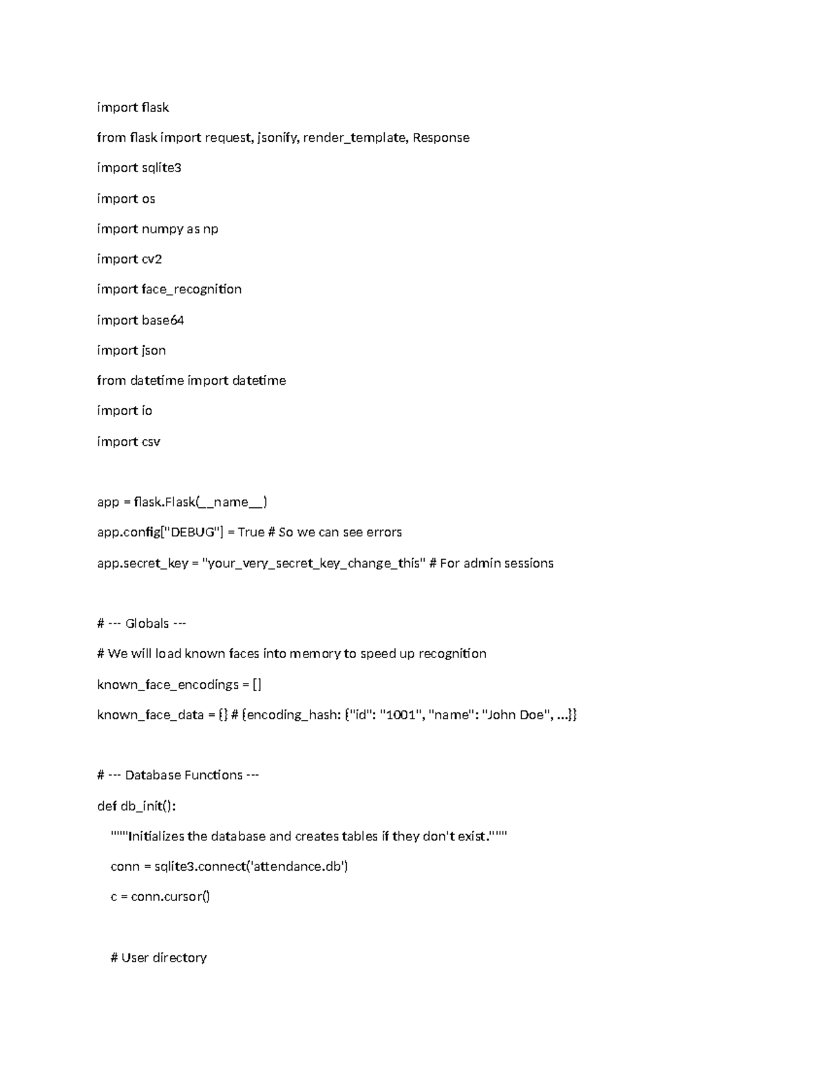 Flask Attendance System: Face Recognition & User Management - Studocu