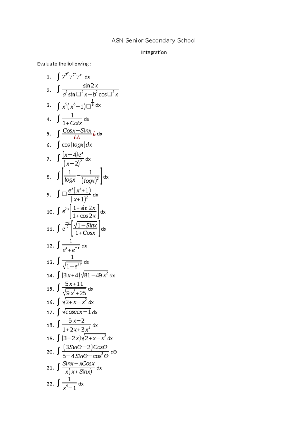 Integration Assignments-1: Evaluating Complex Integrals - Studocu