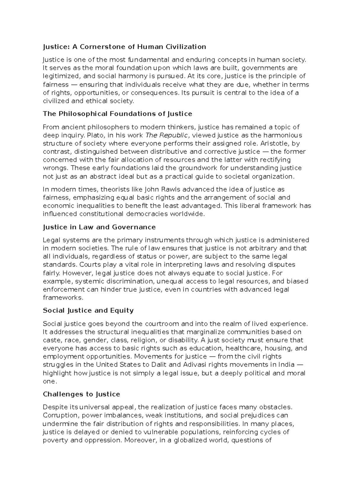 Justice: A Cornerstone of Human Civilization - An In-Depth Analysis ...