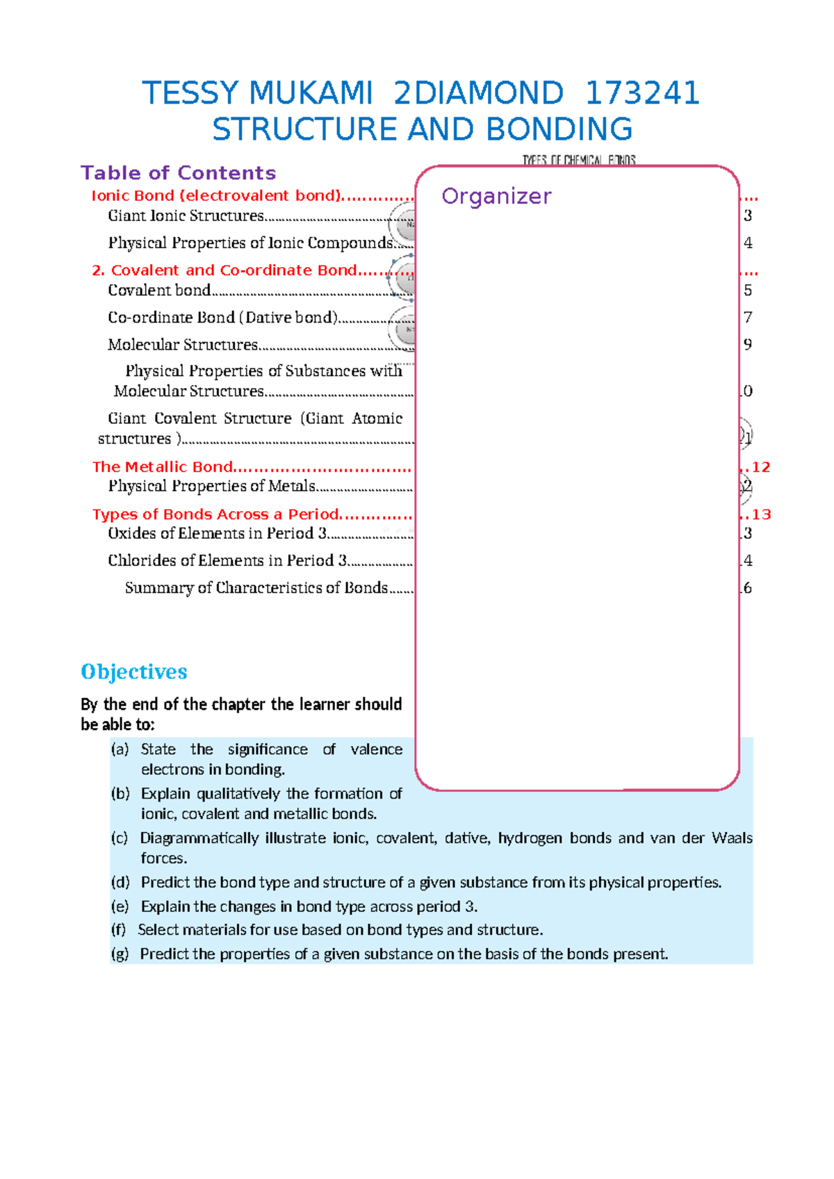 TESSY MUKAMI 2DIAMOND 173241 PHYSICAL CHEMISTRY: STRUCTURE & BONDING ...