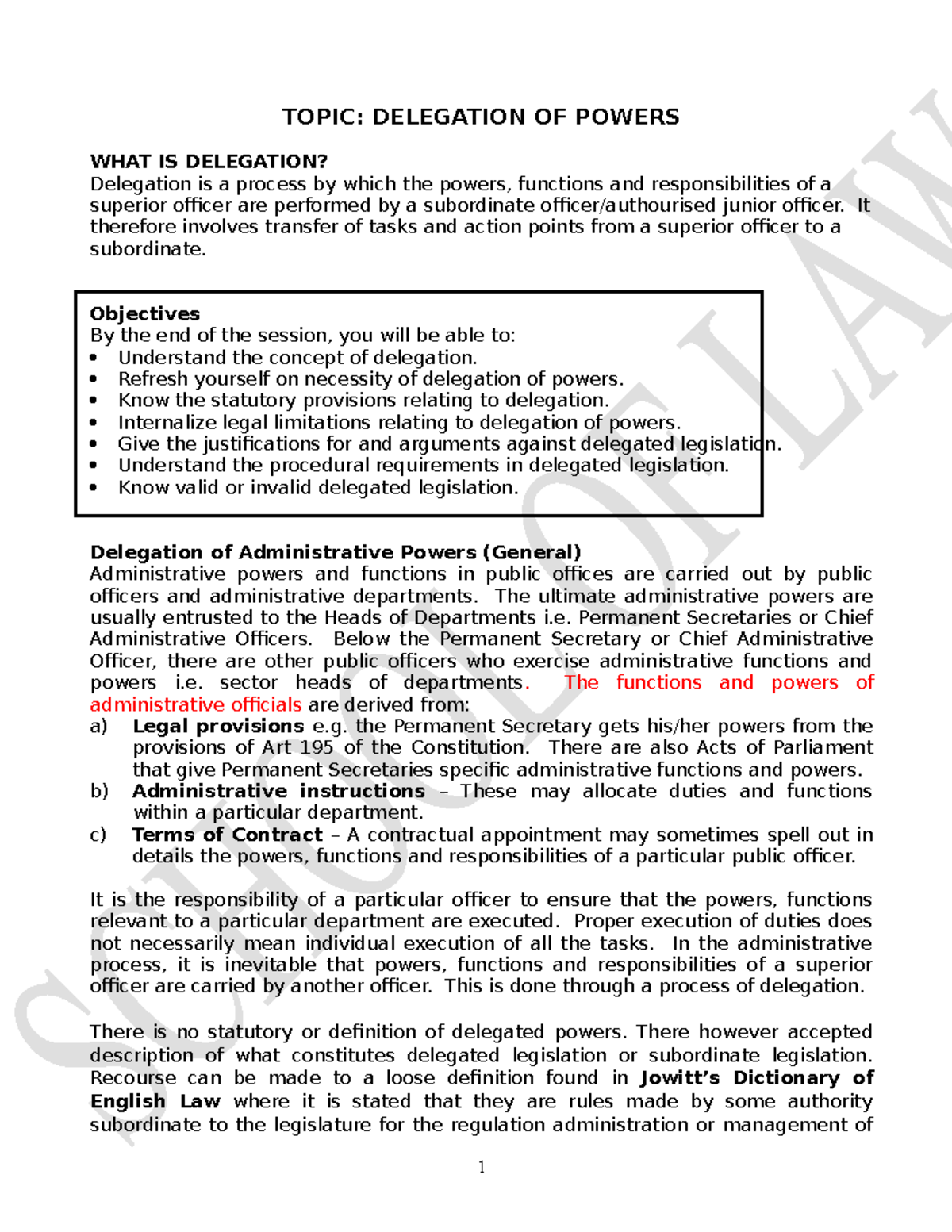 Delegation of Powers: Overview, Legal Provisions, and Procedures - Studocu