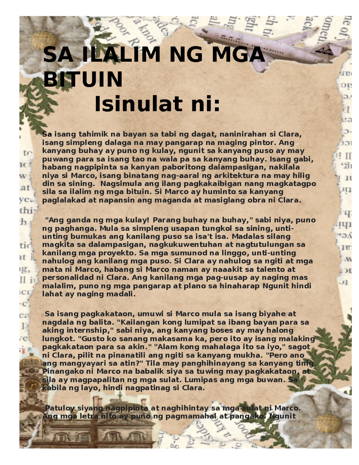 SA Ilalim NG MGA Bituin - learm more - SA ILALIM NG MGA BITUIN Isinulat ...