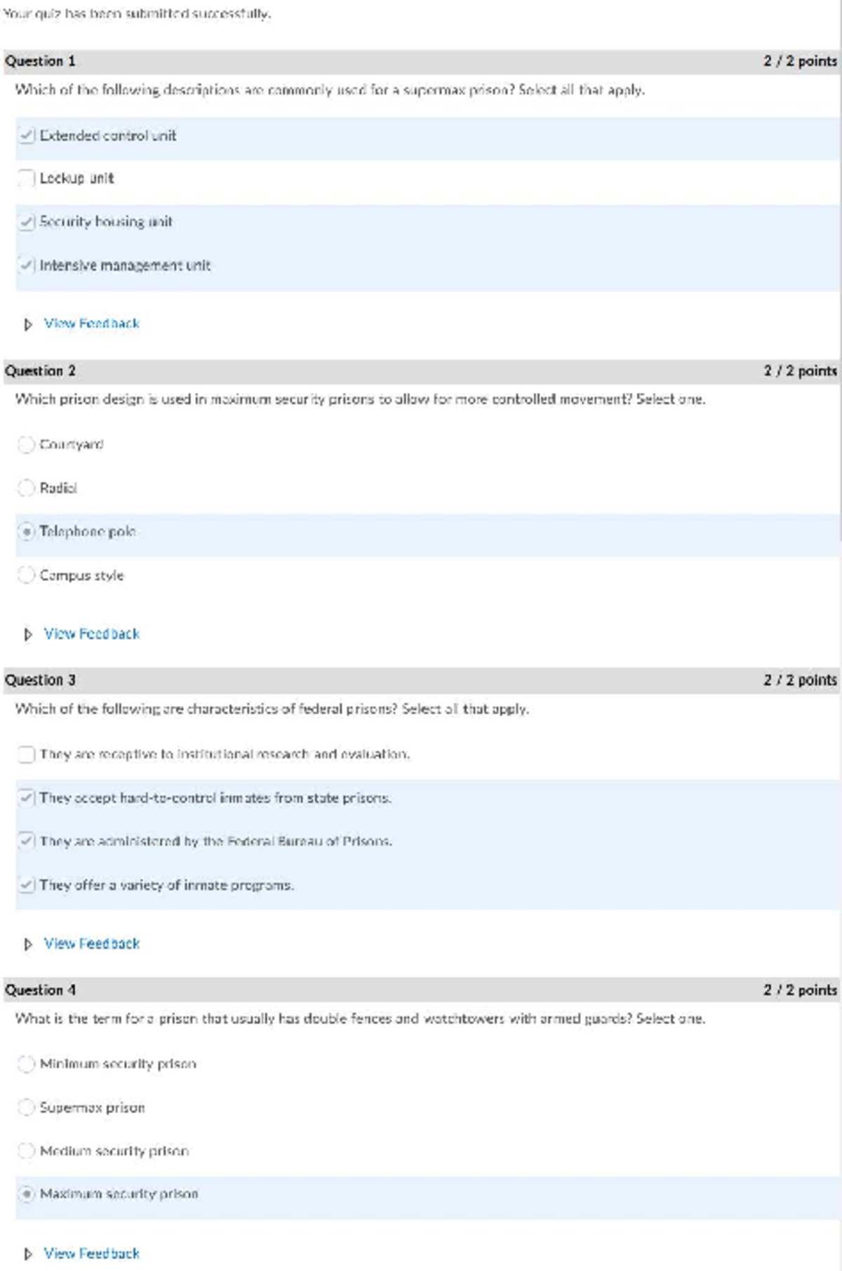 4-3 Module Four Quiz-1: Supermax Prisons & Federal Inmate Management ...