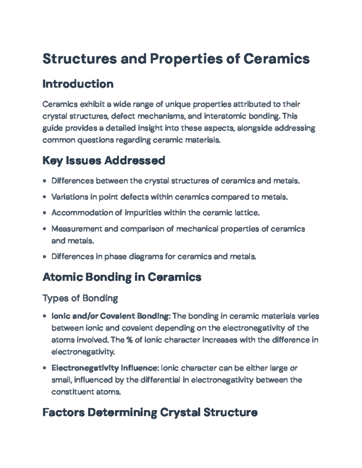 Comprehensive Guide to Ceramics: Structures, Properties & Defects ...