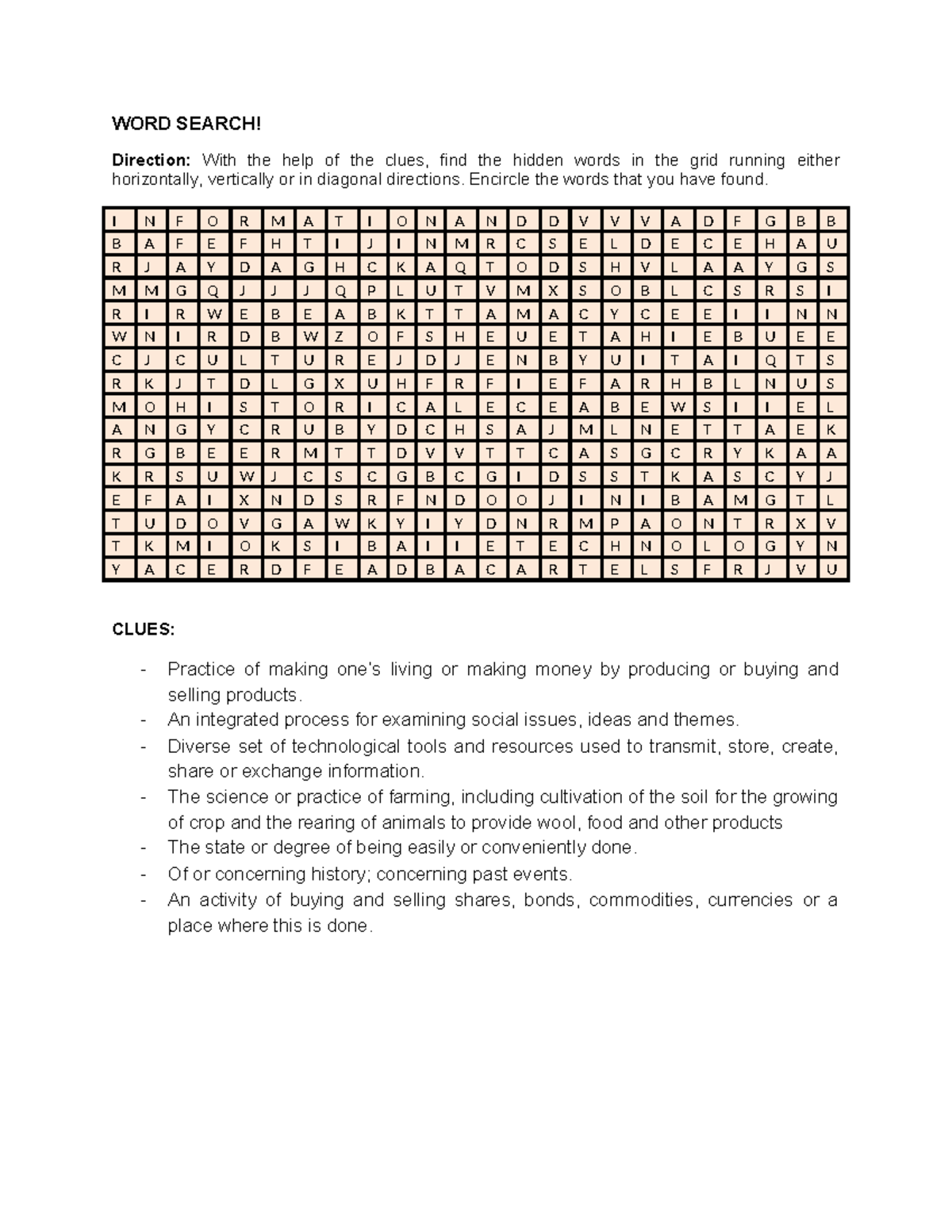 WORD SEARCH: Hidden Words Puzzle with Clues - Studocu