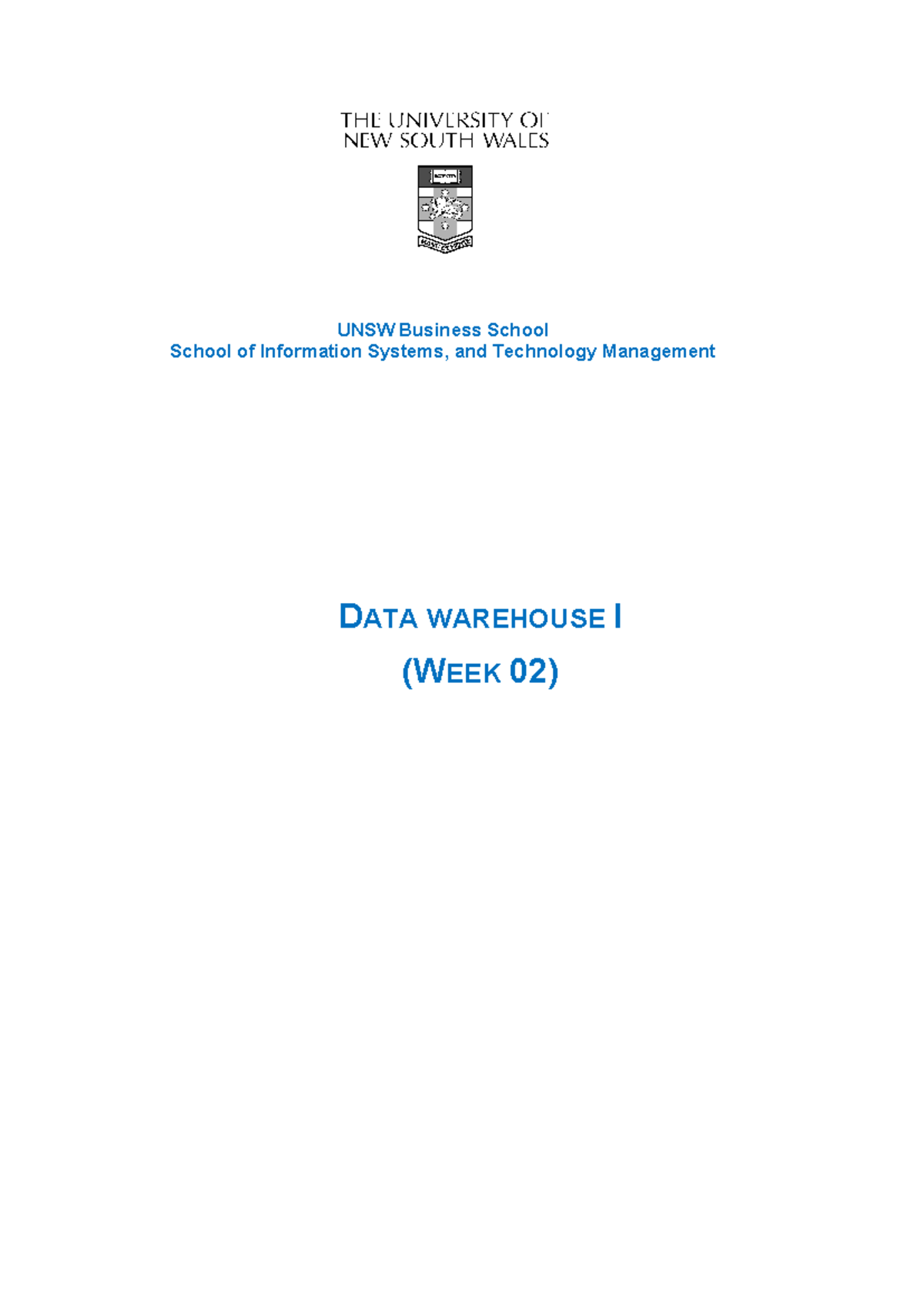 2024T2 INFS2608 Data Warehouse I Lab Week02 - UNSW Business School ...