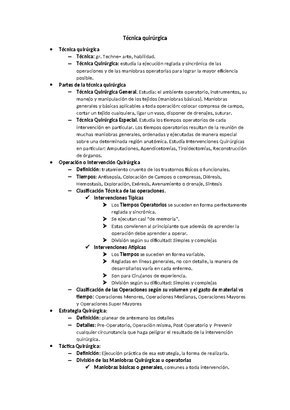 Técnica Quirúrgica: Estudio de Maniobras y Estrategias - UAGRM - Studocu
