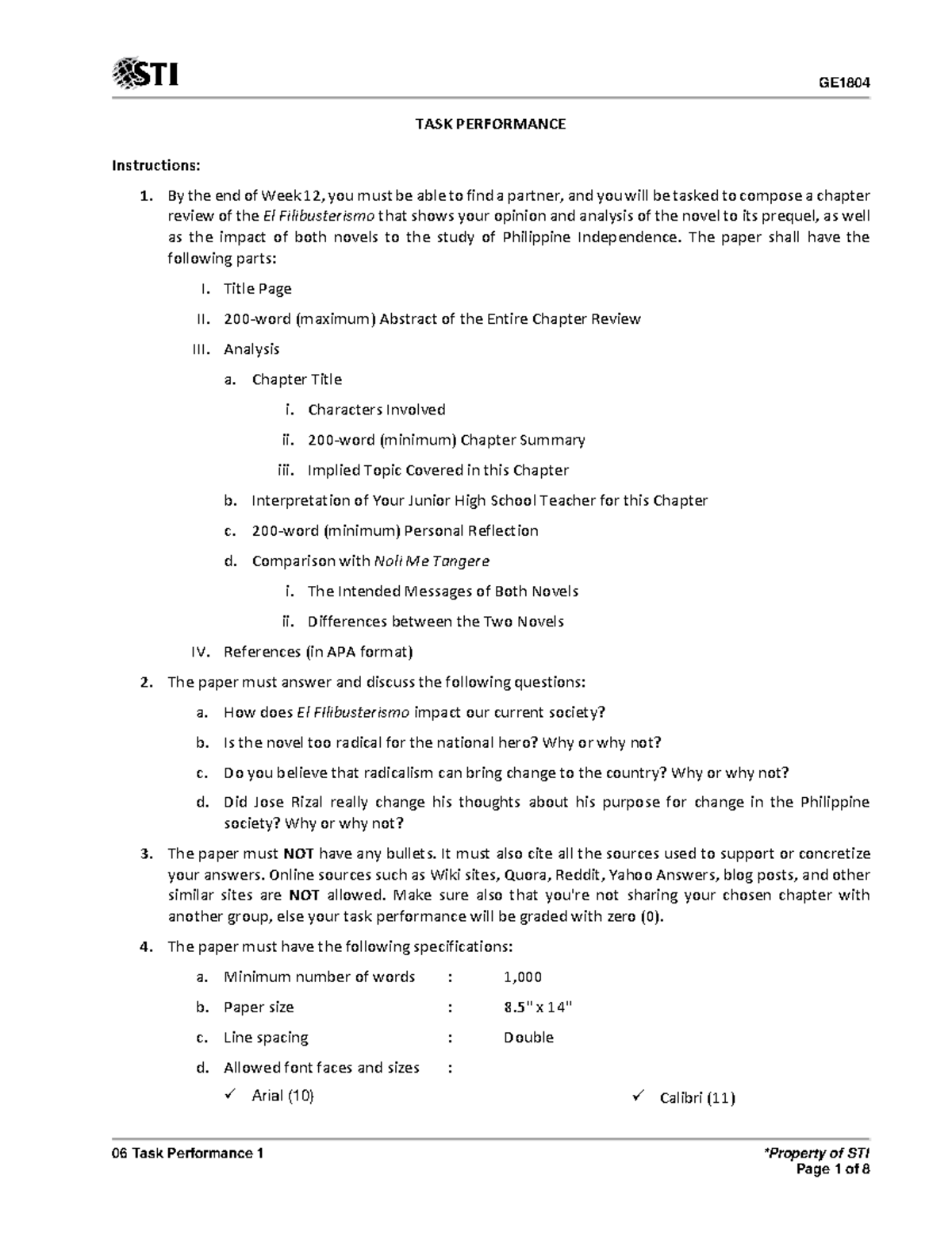 Finals TASK Performance Review of _El Filibusterismo_ and Analysis ...