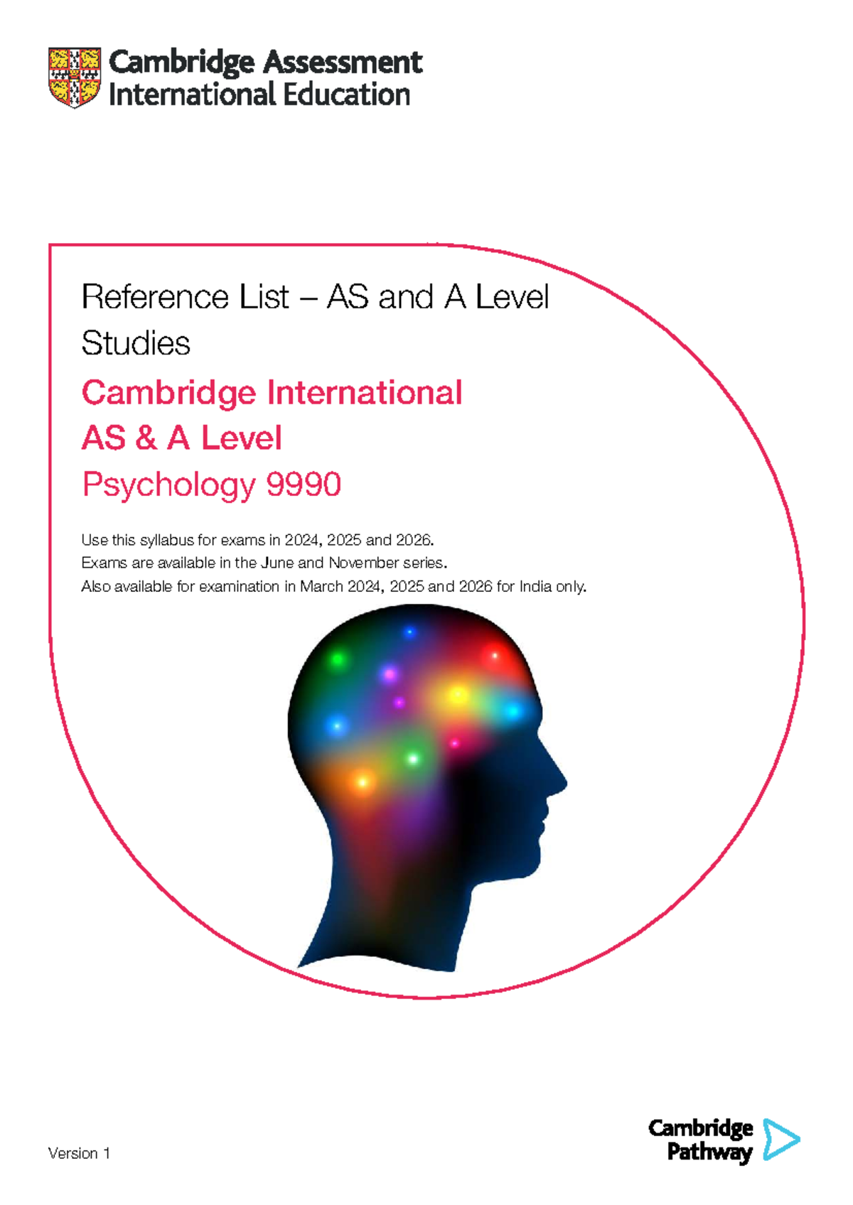 Cambridge International AS A Level Psychology Reference List (2024-2026 ...