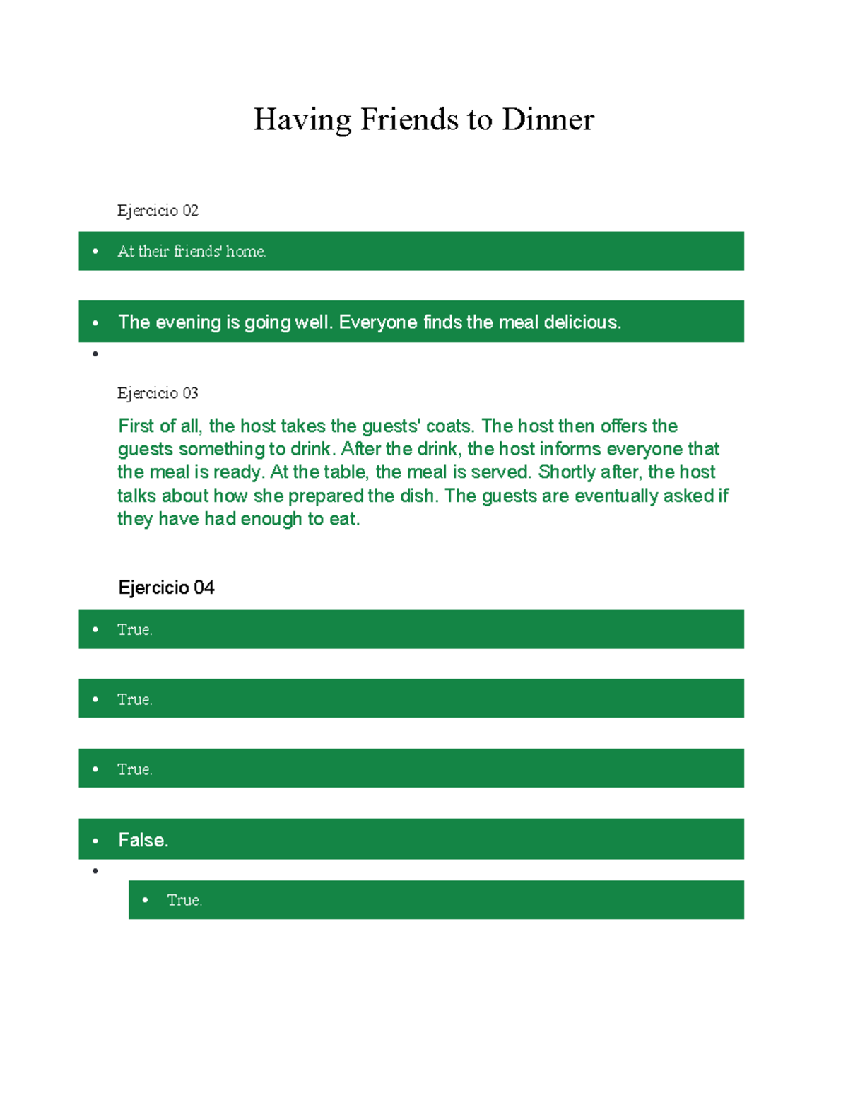 Altasia Mision 16: Dinner Conversations and Imperatives Exercises - Studocu