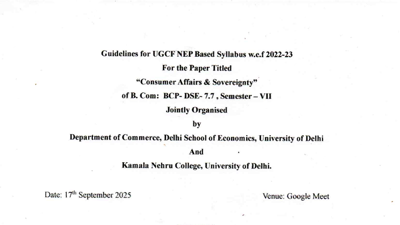 Guidelines for B.Com Hons. BCH DSE 5.3: Consumer Affairs Syllabus - Studocu