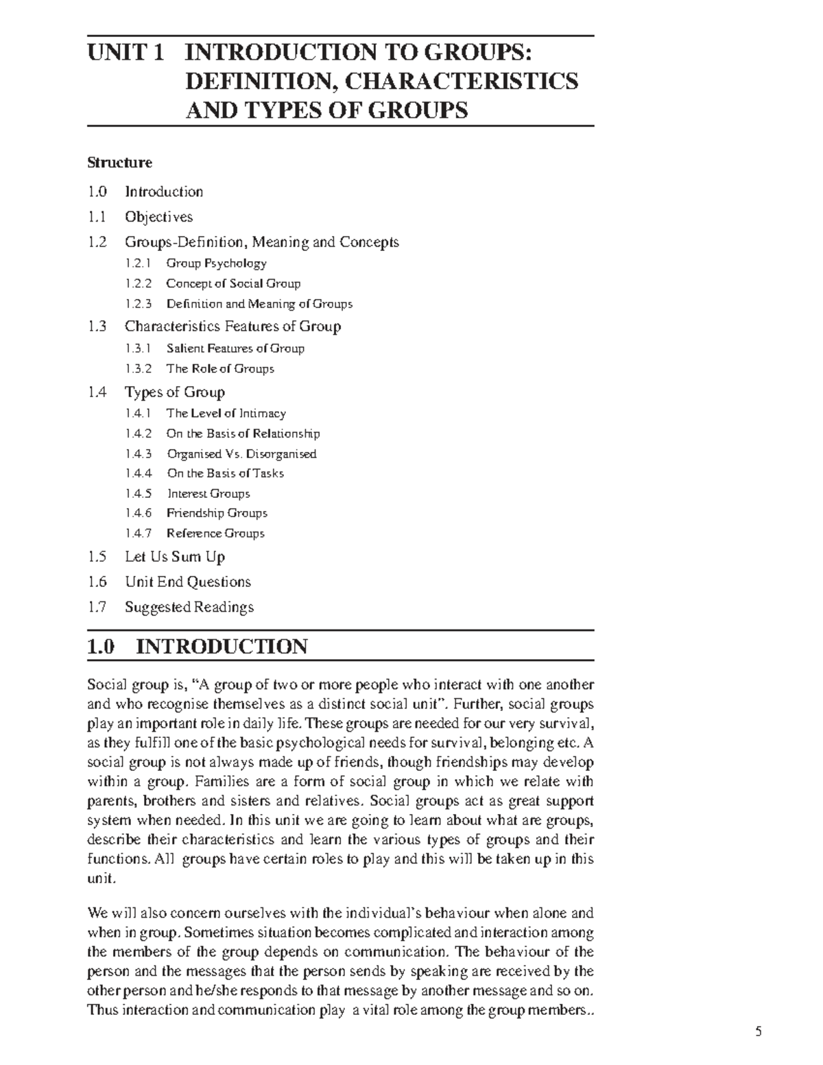 PSY 101: Unit 1 - Introduction to Groups: Definitions, Characteristics ...