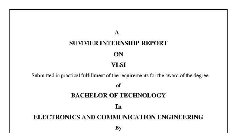 VLSI Internship Report - B.Tech ECE (21JD5A0412) - Studocu