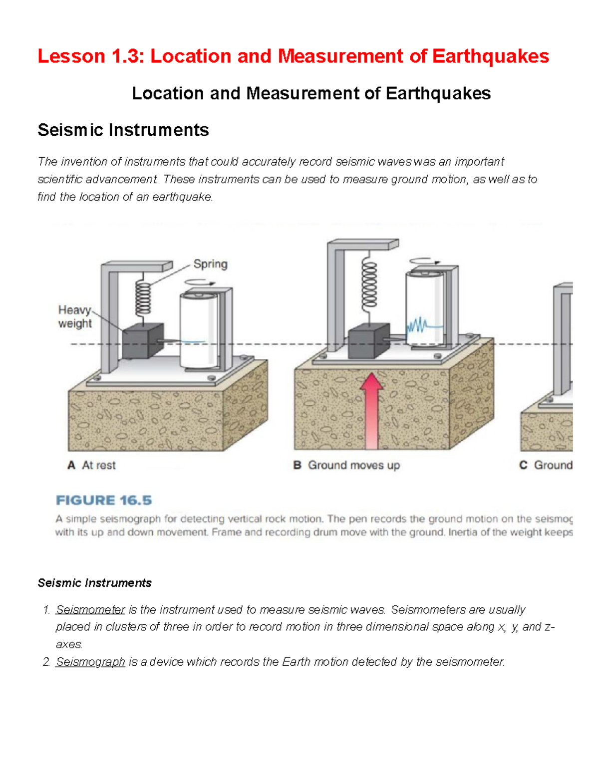 Location and Measurement of Earthquakes - Lesson 1: Location and ...