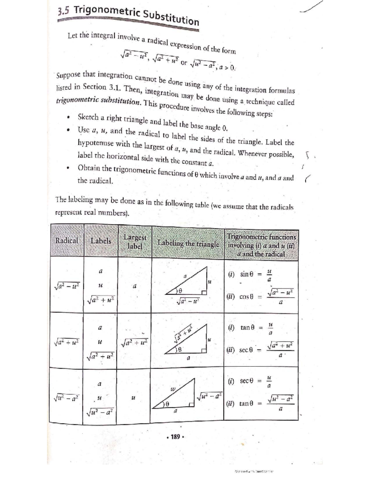 Int3 - Calculus 3: Trigonometric Substitution Techniques and Examples ...
