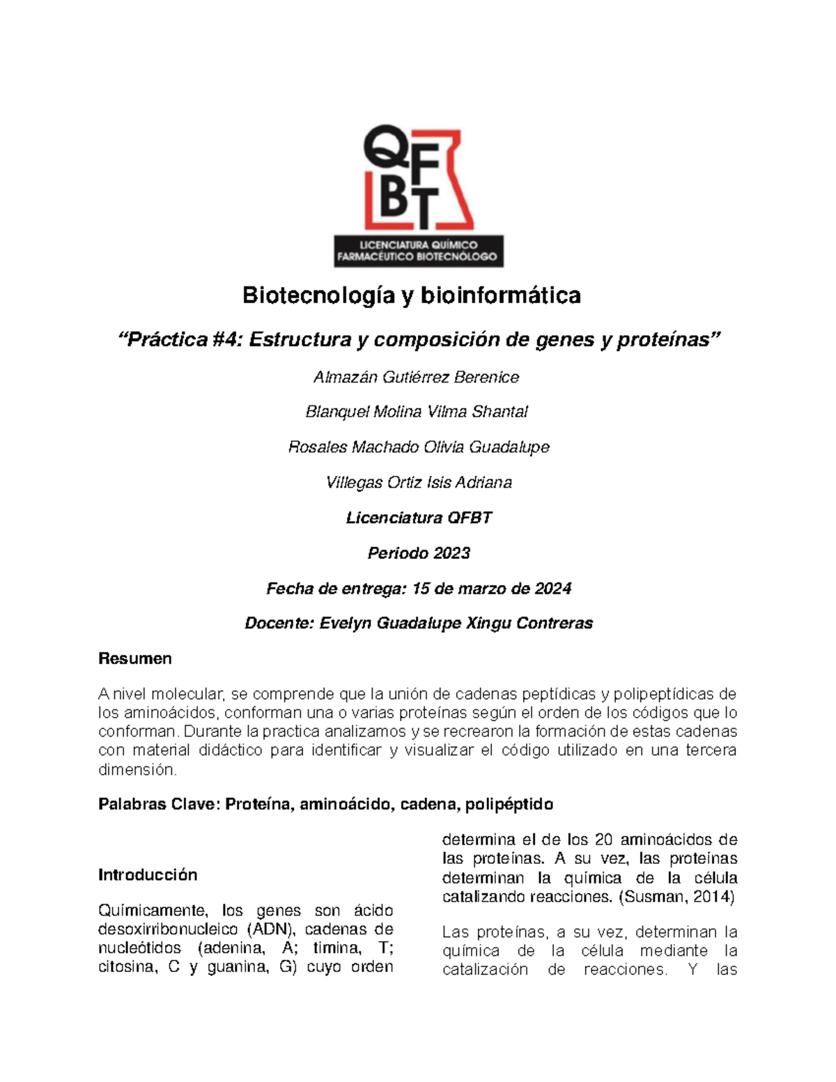 Practica 4 estrutura y composicion de genes y proteinas - Biotecnología y bioinformática ...