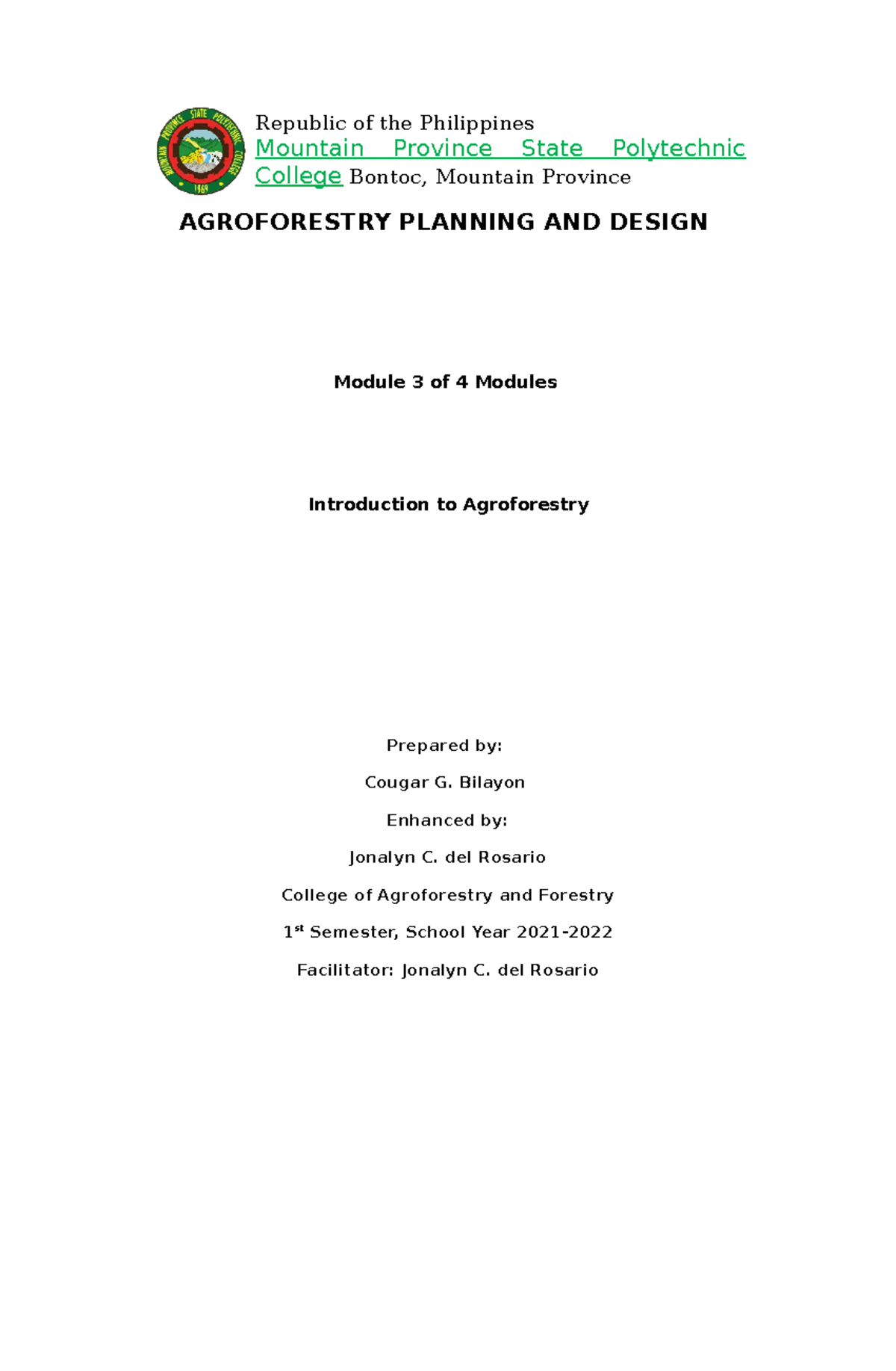 Module 3 - Agroforestry Planning & Design Overview - Studocu