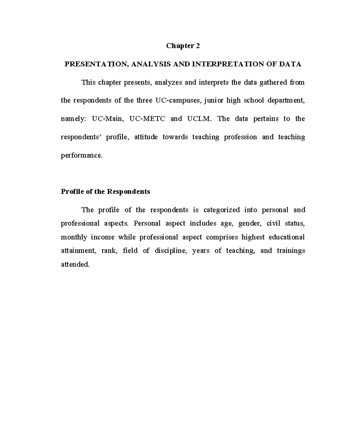 Chapter 2: Presentation, Analysis, and Interpretation of Data (Research) - Studocu