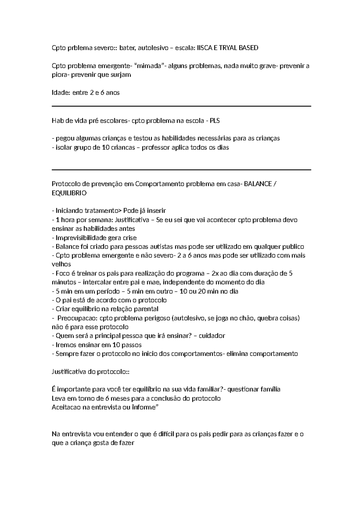 Protocolo BALANCE: Equilíbrio em Comportamento Infantil (2-6 anos ...