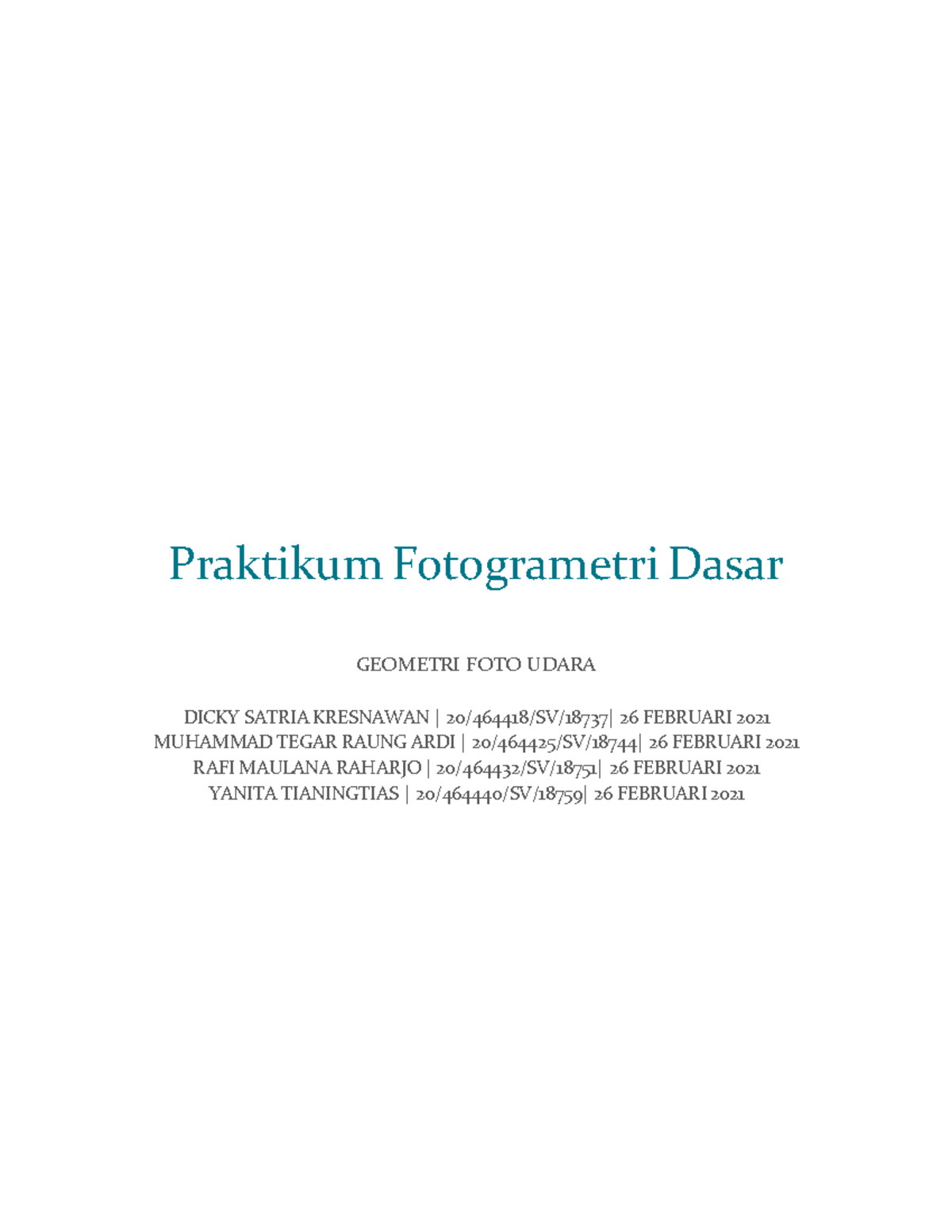 Praktikum Fotogrametri Dasar: Geometri Foto Udara (Fotogrametri 3 ...