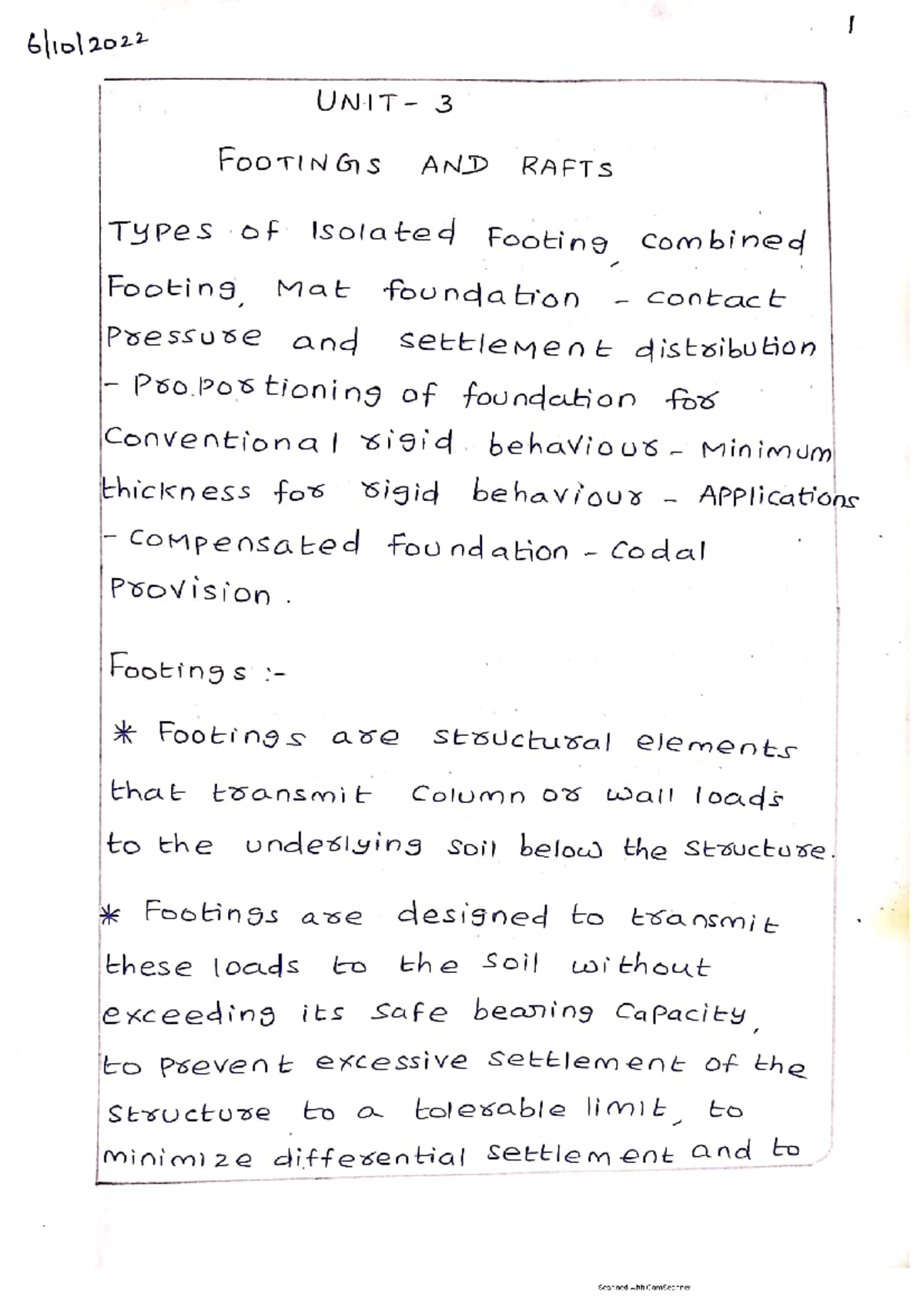 UNIT 3: Footings and Rafts - Types, Design, and Applications - Studocu