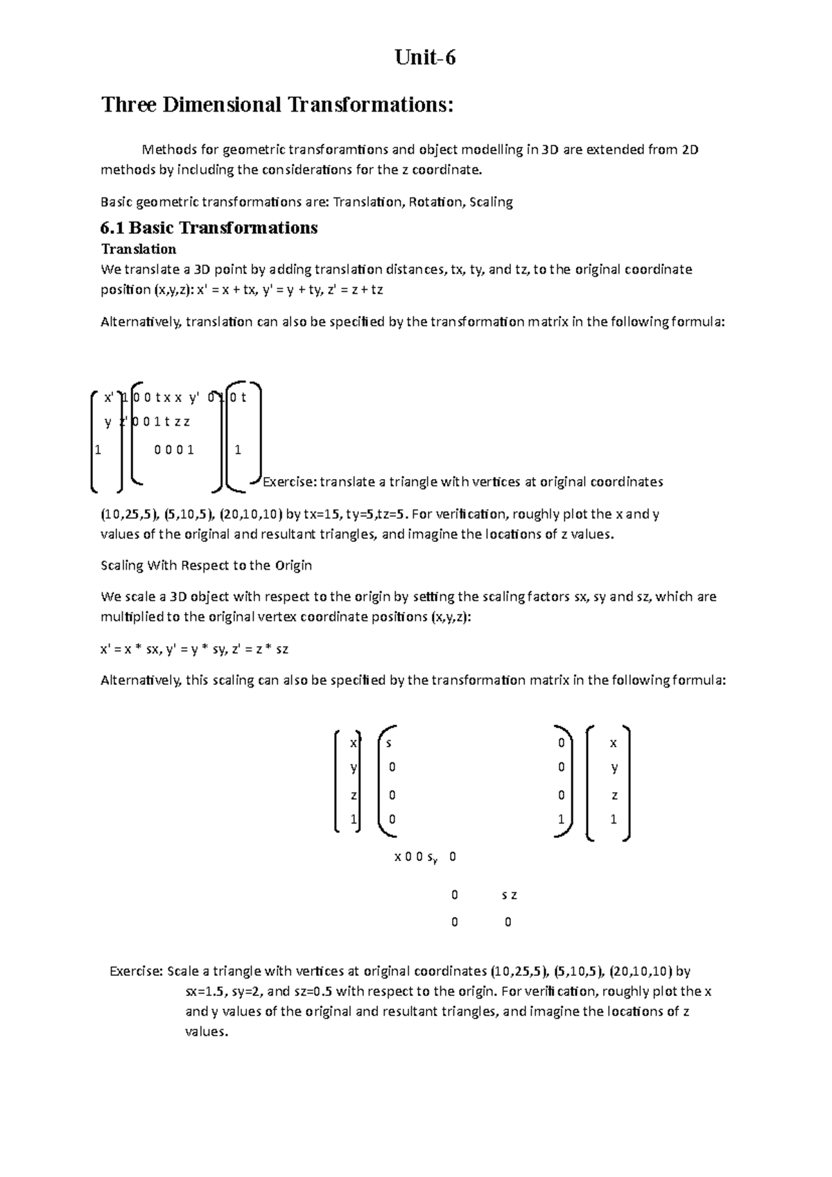 Unit6 Three Dimensional Transformations ulatest - Unit- Three ...