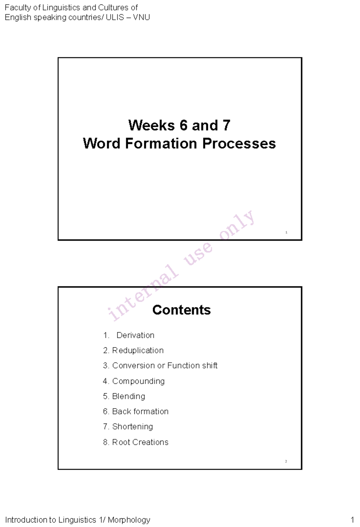 L06 - Morphology: Word Formation Processes in Linguistics - Studocu