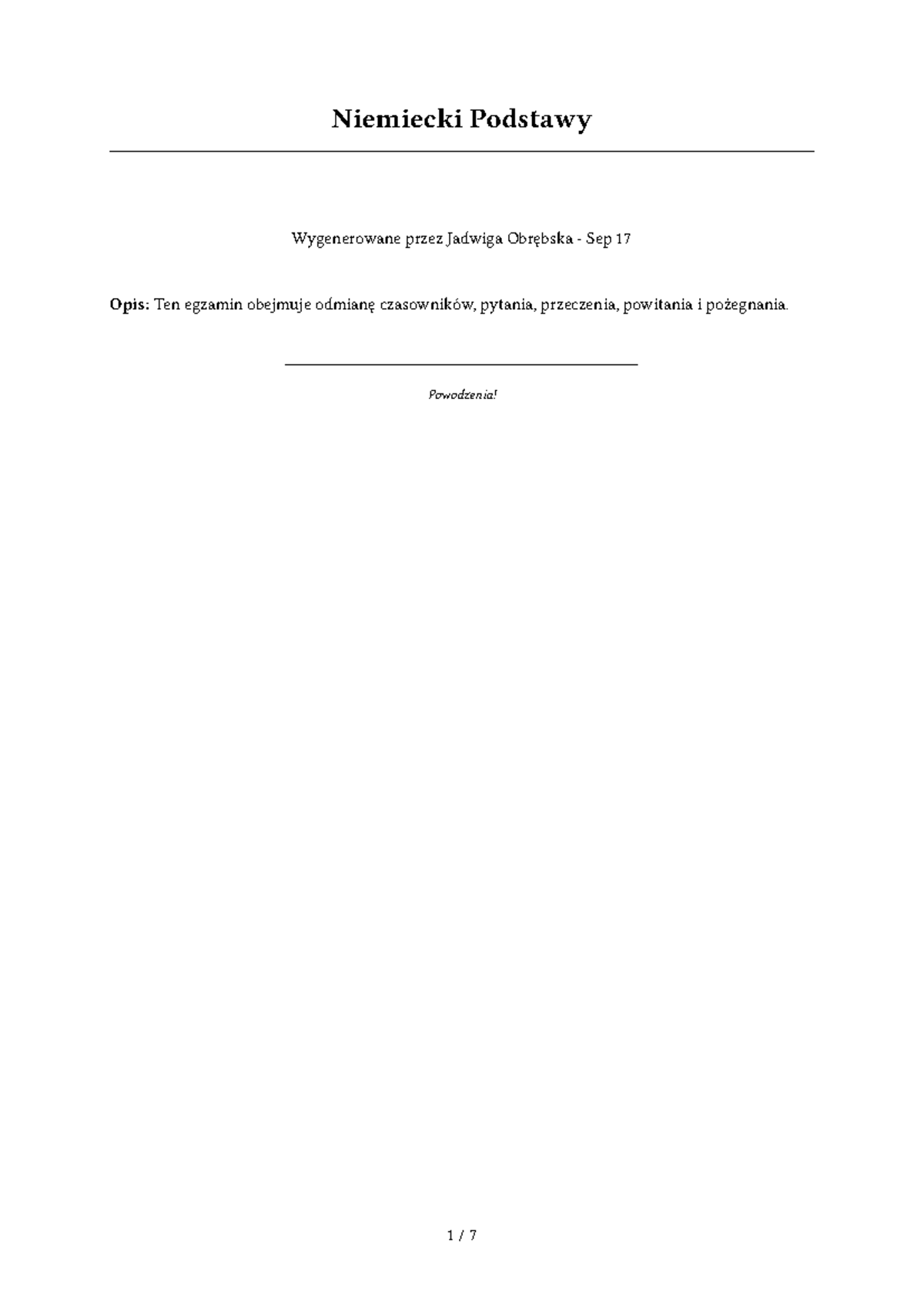 Niemiecki Podstawy Sep 17: Czasowniki i Dialogi w Języku Niemieckim ...